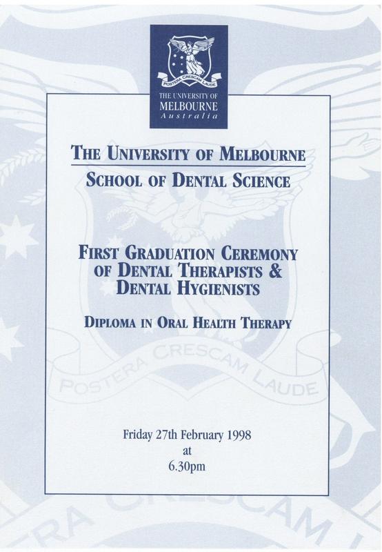 Program for first graduation ceremony for dental therapists and dental ...