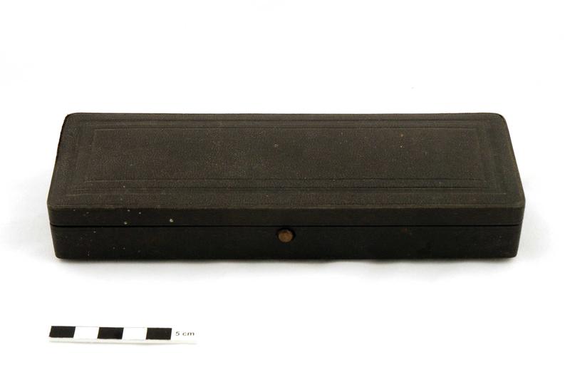 Traube's hinged pleximeter and Flint's percussor hammer, in case ...