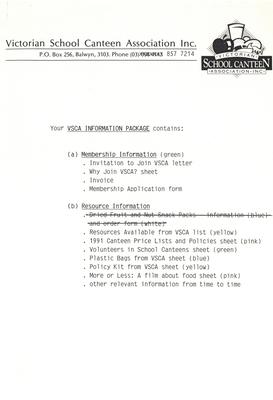Victorian School Canteen Association (VSCA) Information Package ...
