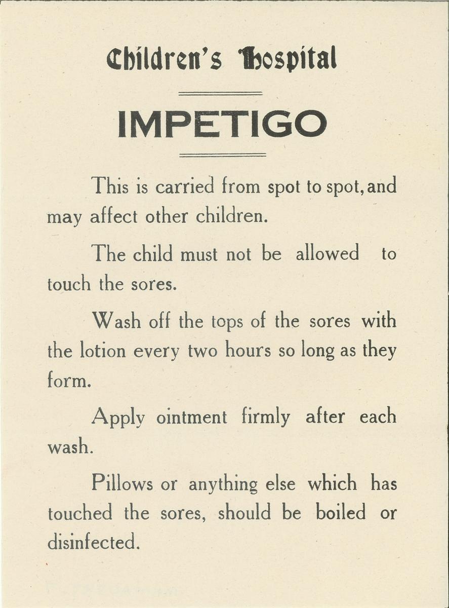 Children's Hospital, Impetigo - Faculty of Medicine, Dentistry and ...