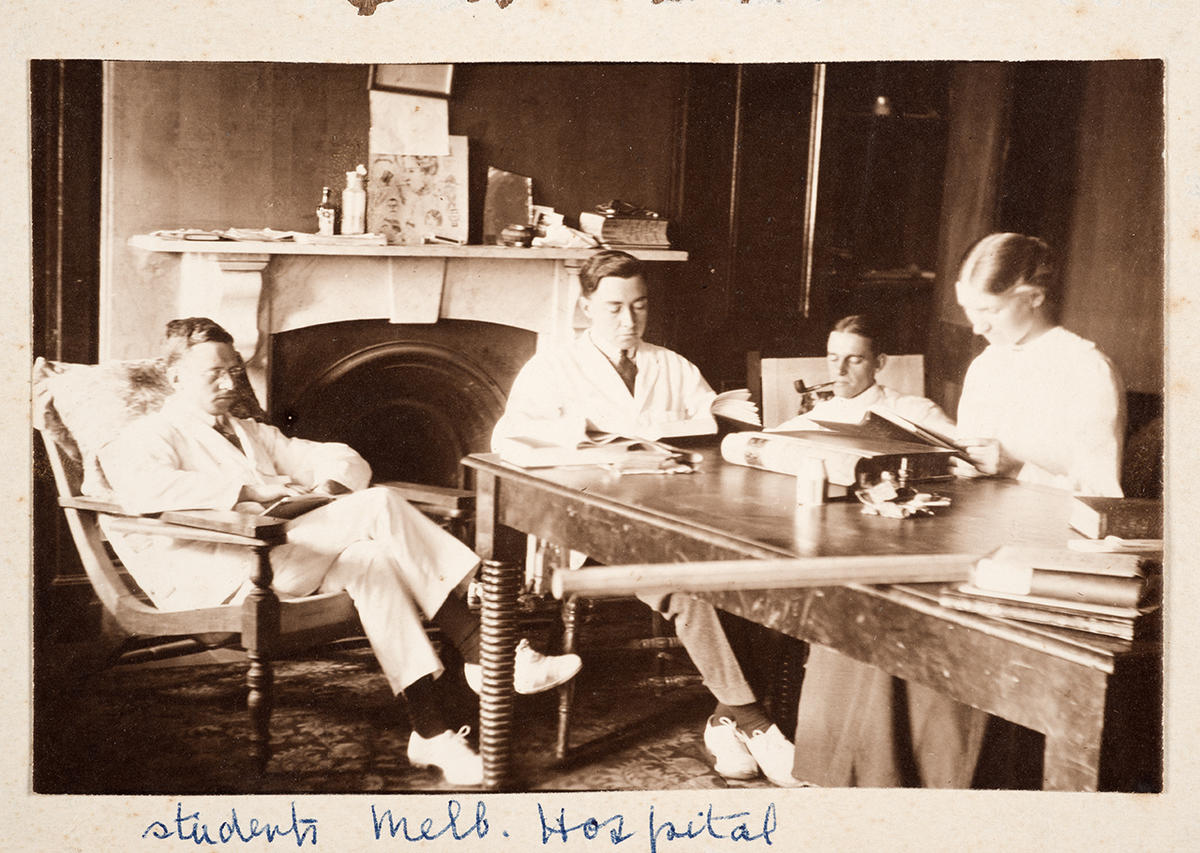 Ellen Maud Balaam (1892-1985) studying with three male students in the ...