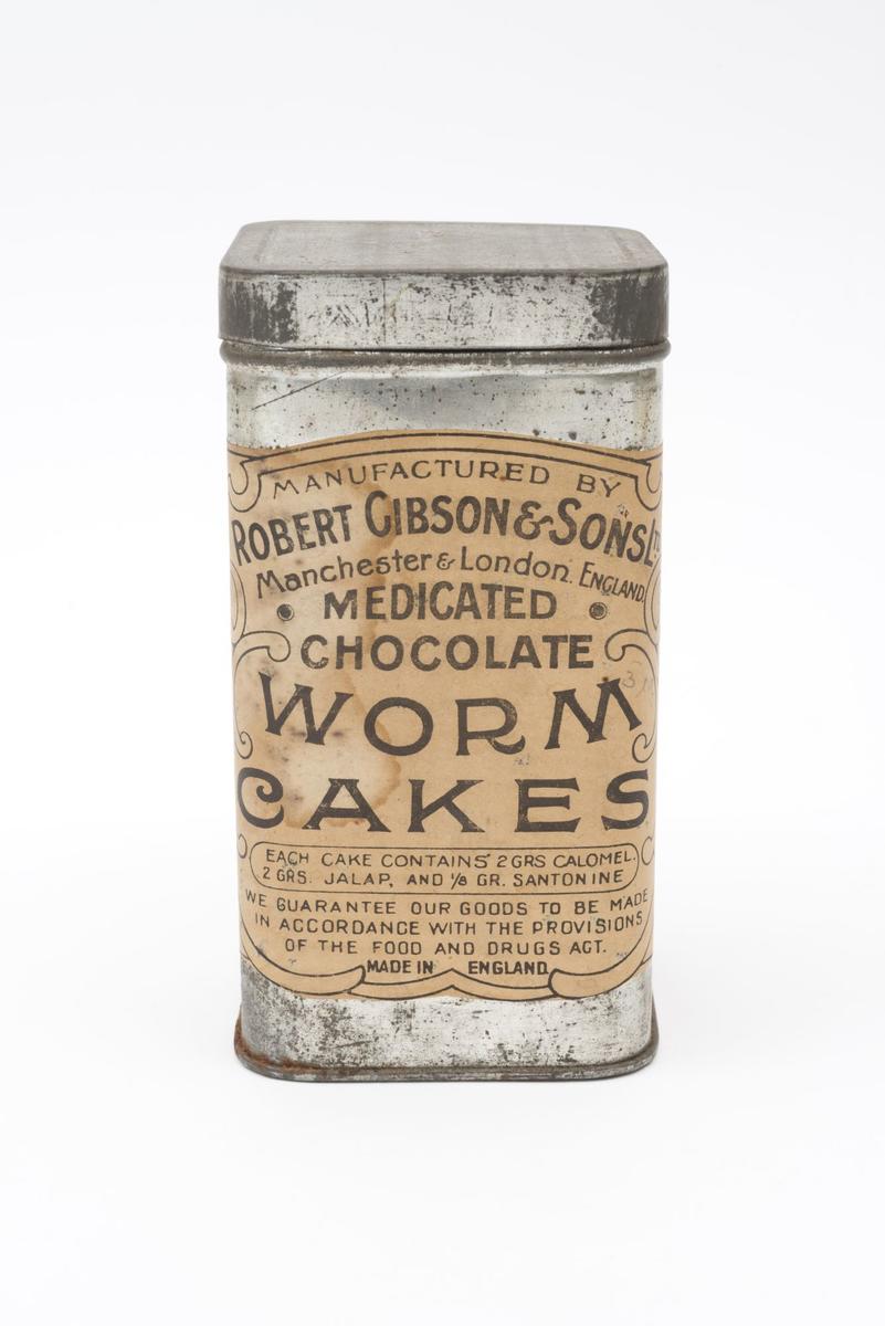 Tin of Robert Gibson & Sons Ltd Medicated Chocolate Worm Cakes ...