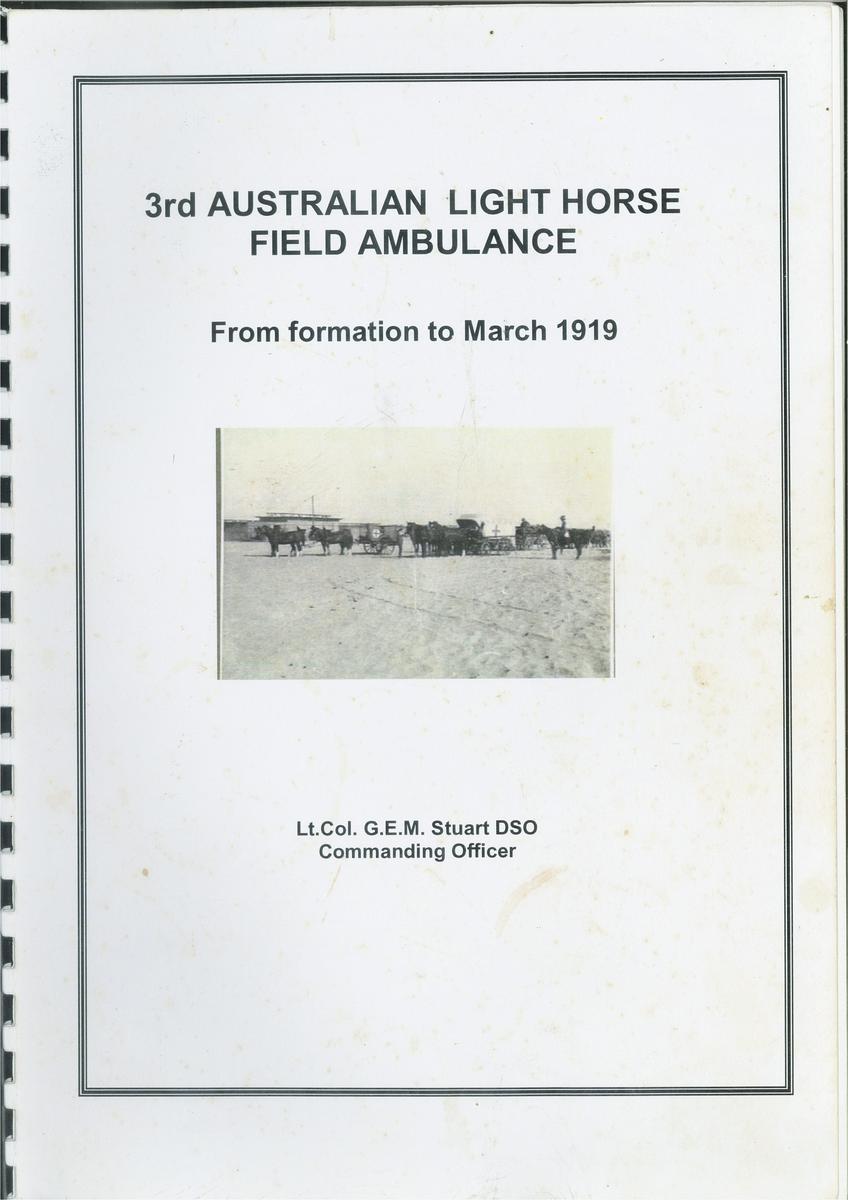 3rd Australian light Horse Field Ambulance from formation to March 1919 ...