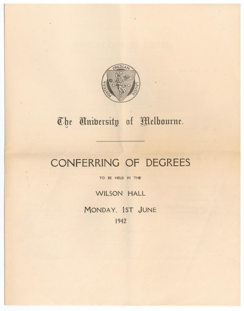 The University of Melbourne Conferring of Degrees programme - Faculty ...