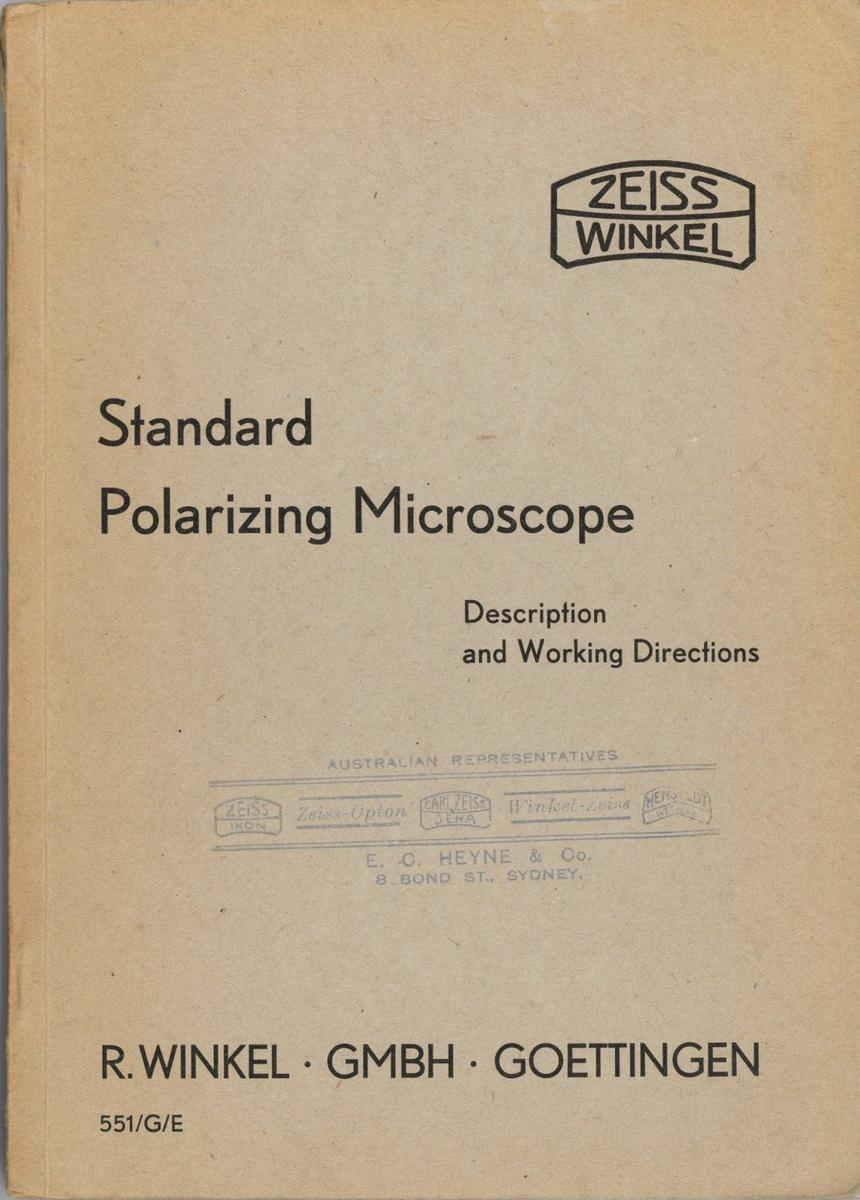 Standard Polarizing Microscope: Description and Working Directions ...
