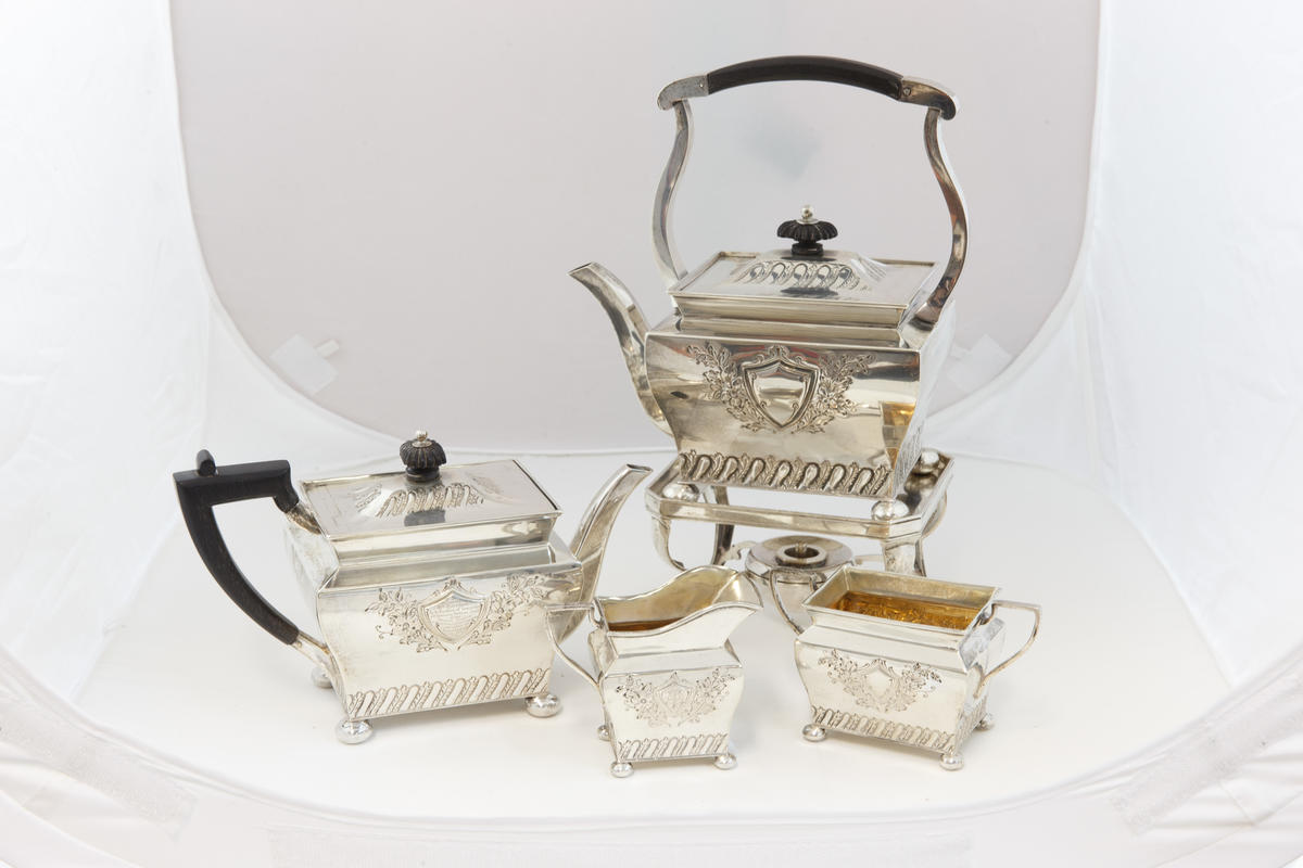 Sterling silver tea service, presented to Mrs Euphemia Turnbull in 1888 ...
