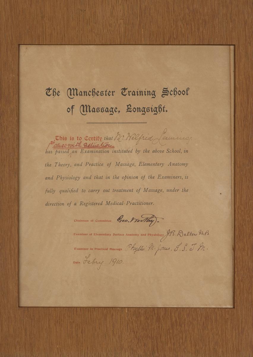 Diploma provided to Mr Wilfrid Leeming (1892-1955) - Faculty of ...