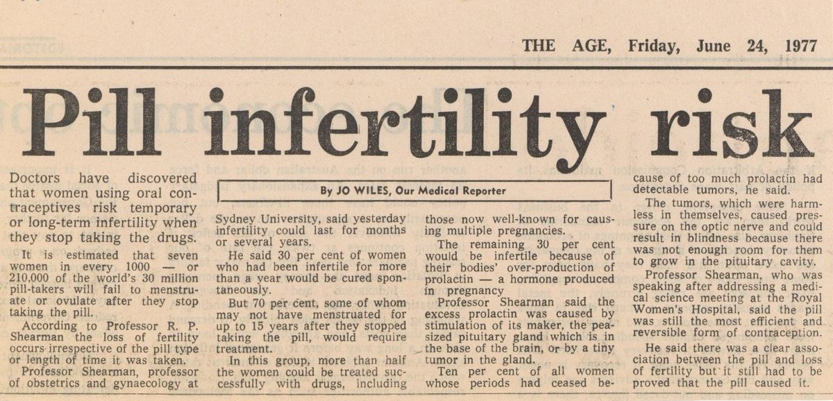 Pill infertility risk - Faculty of Medicine, Dentistry and Health ...
