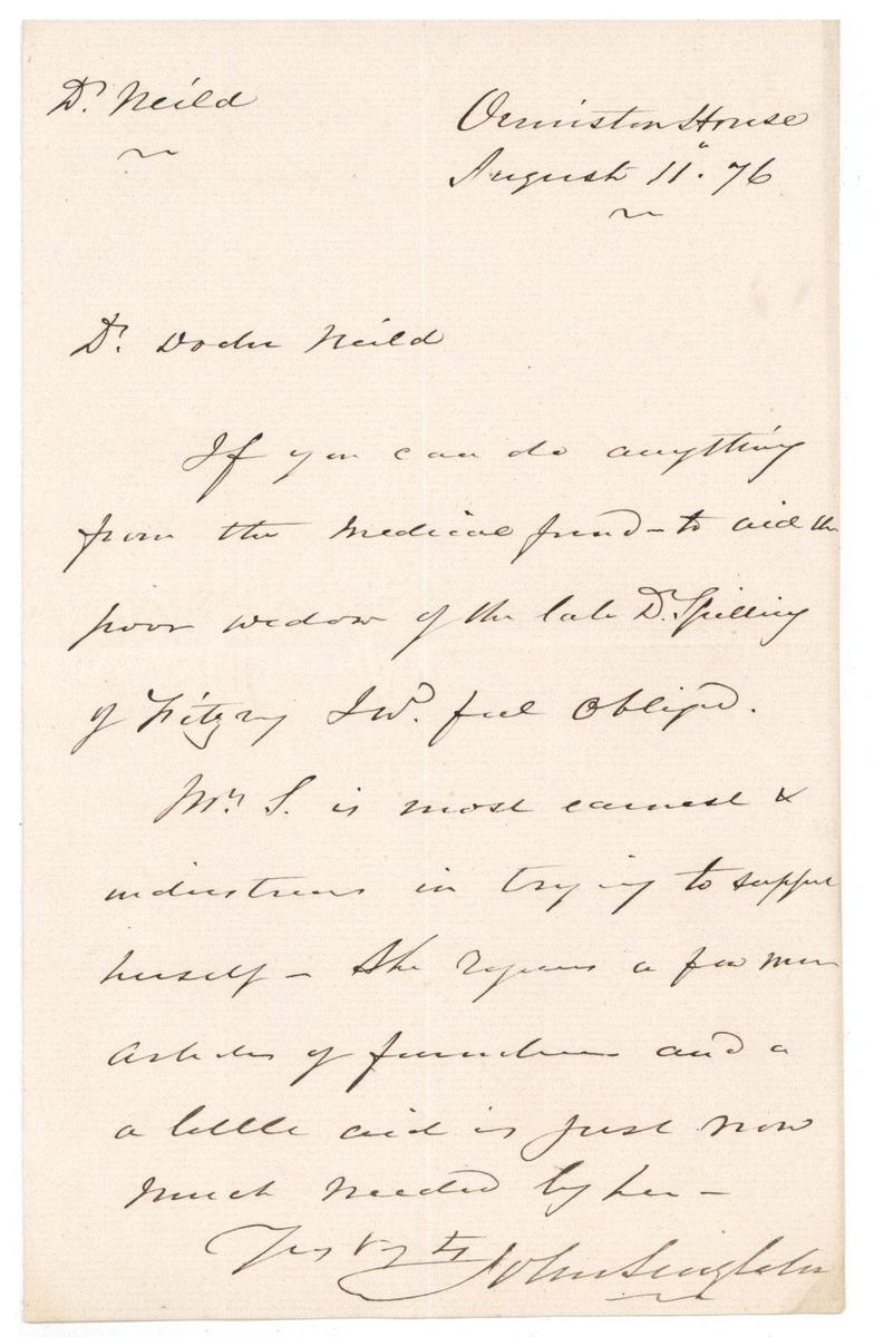 Letter to Dr Neild from Dr J Singleton - Faculty of Medicine, Dentistry ...
