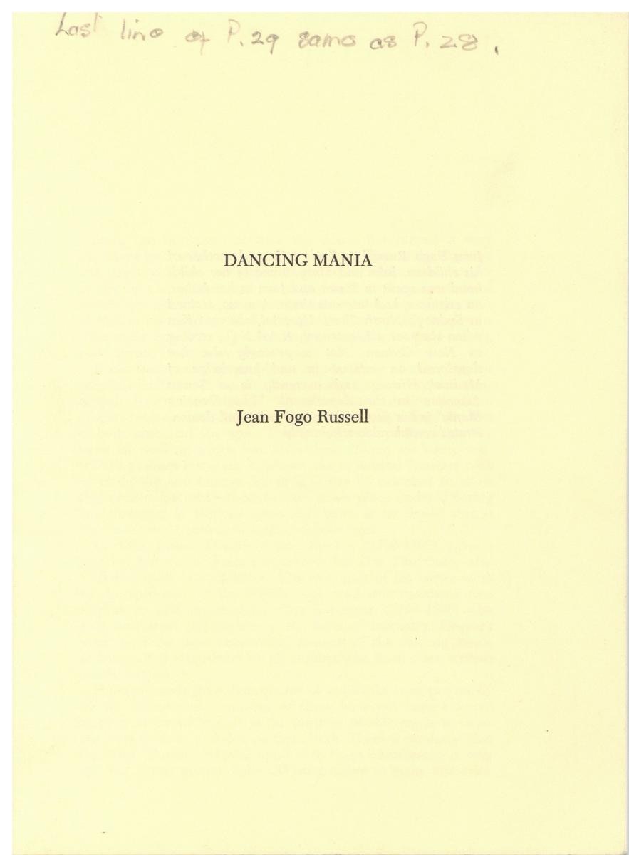 Dancing Mania - Faculty of Medicine, Dentistry and Health Sciences ...