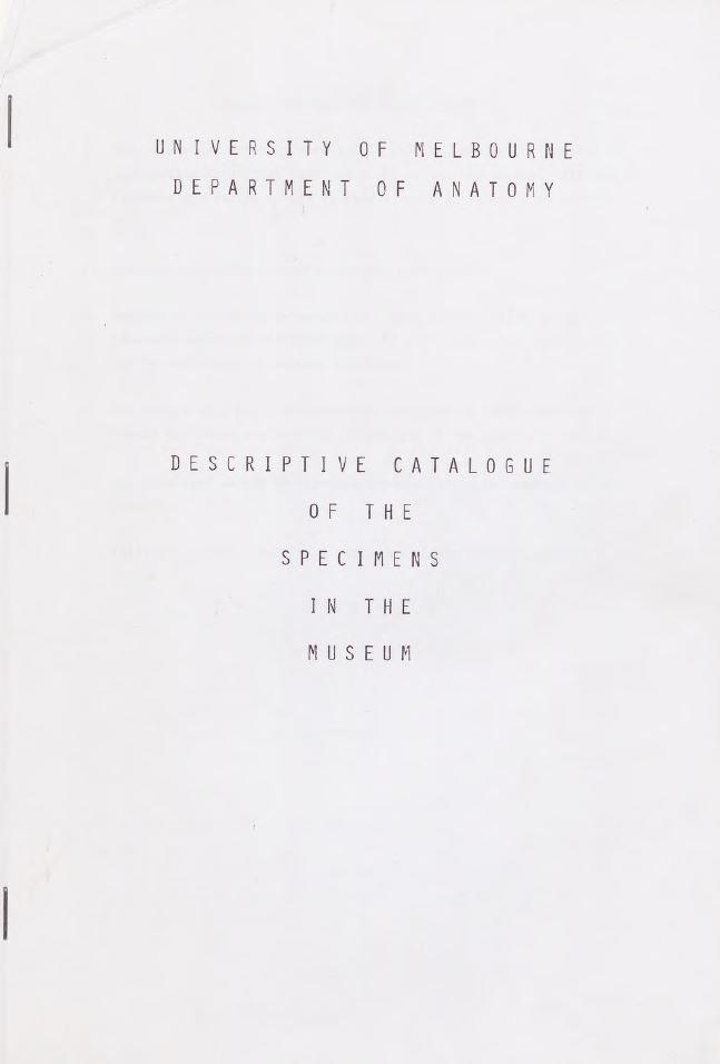 Descriptive catalogue of specimens in the museum - Faculty of Medicine ...